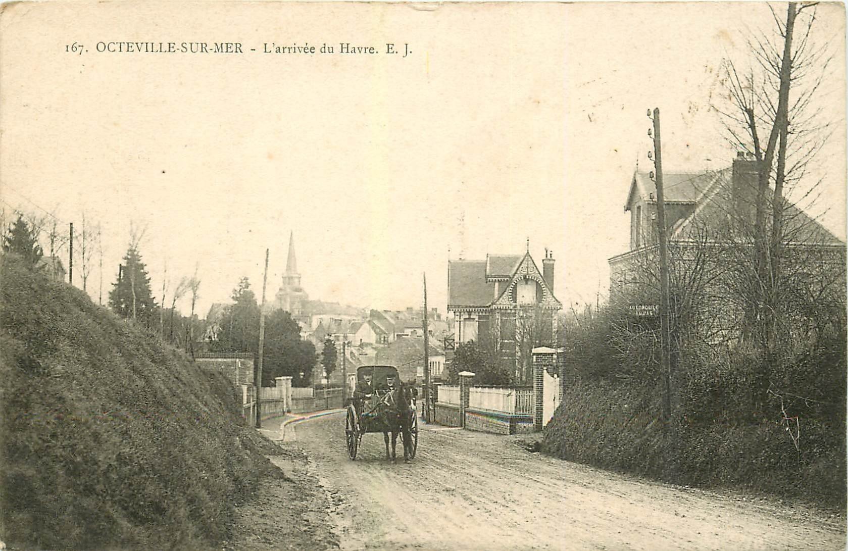 76 OCTEVILLE-SUR-MER. Arrivée du Havre en attelage 1905