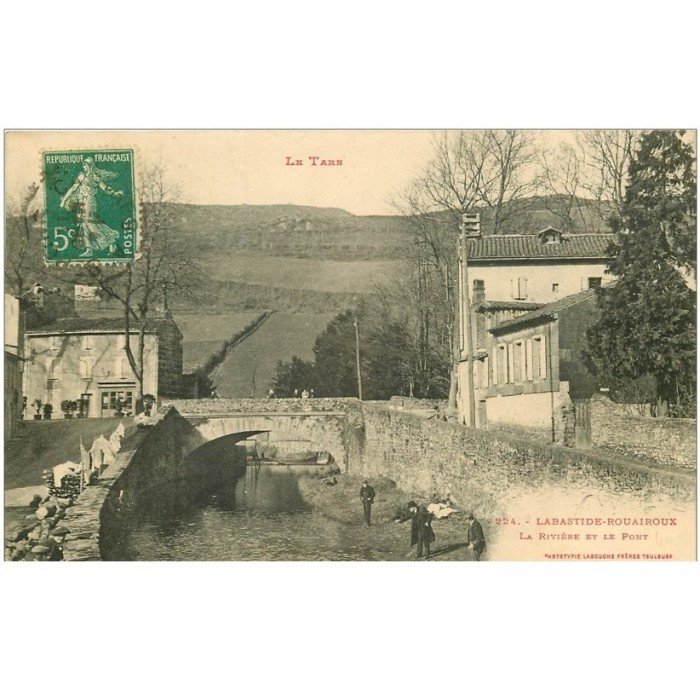 81 LABASTIDE-ROUAIROUX. Rivière et Pont 1911 animation