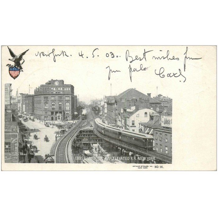NEW YORK CITY. Cooper Union 3° Avenue elevated R.R 1903. Metropolitain
