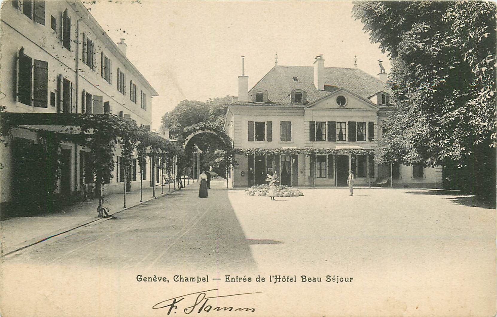 GENEVE Champel. Entrée Hôtel Beau Séjour 1906