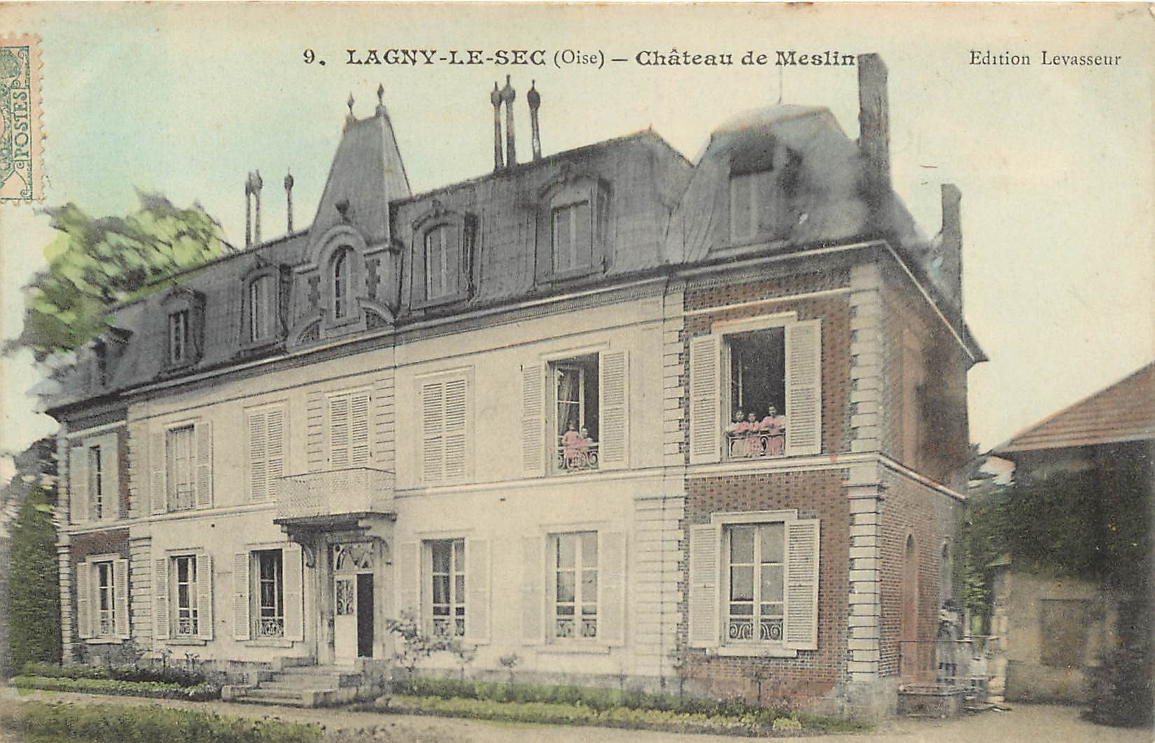 60 LAGNY-LE-SEC. Château de Meslin avec enfauts aux fenêtres 1906