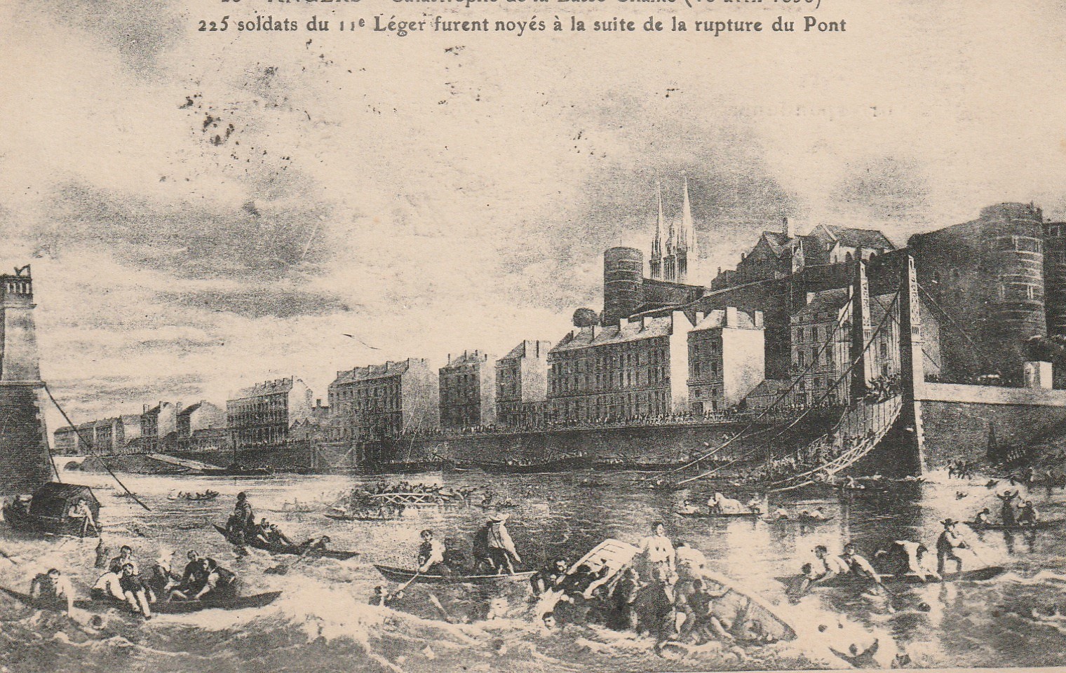 49 ANGERS. Catastrophe de la Basse-Chaîne avec rupture du Pont 1920